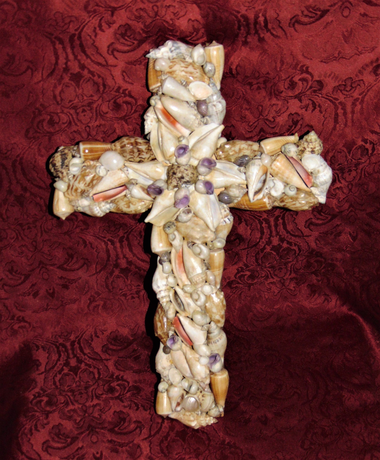 16 Inch Vintage Sea Shell Cross on Wood - Etsy