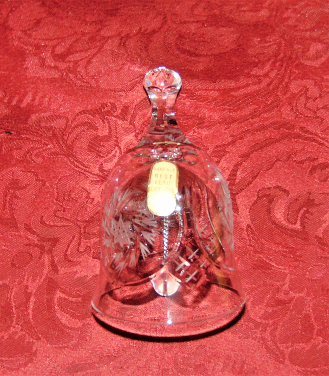 Antique German Cut Glass Crystal Dinner Bell Sick Bell Original Label ...