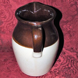 Antique Primitive Two Tone Milk Pitcher in Brown and Beige Stoneware ...