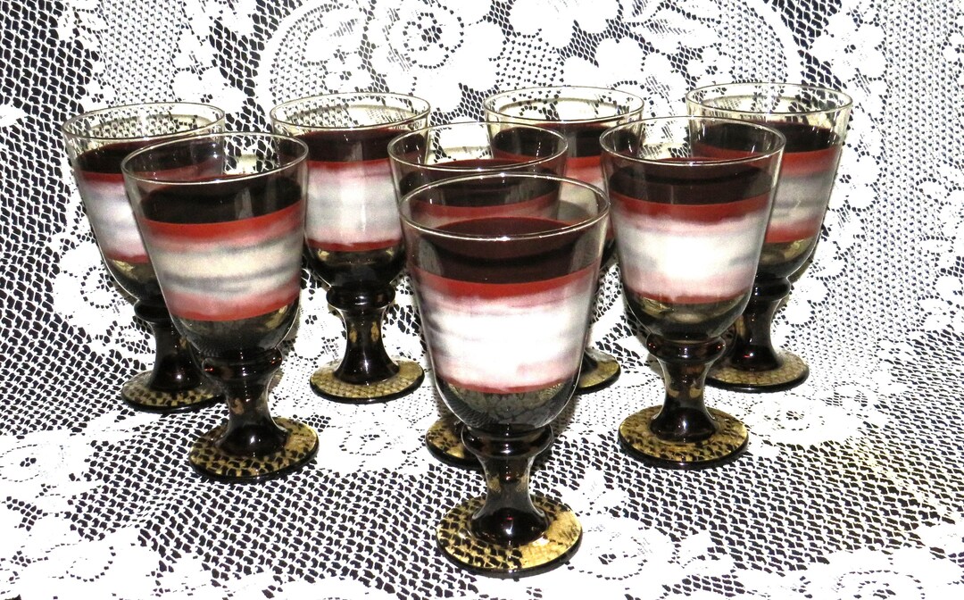 Super Cool 8 Mid Century Libbey Large Goblets in the sango Nova Pattern ...
