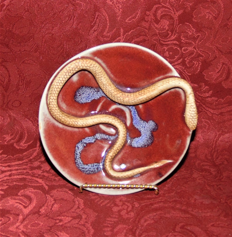 Unique Enameled Snake Plate Low Bowl Hand Painted Heavy - Etsy