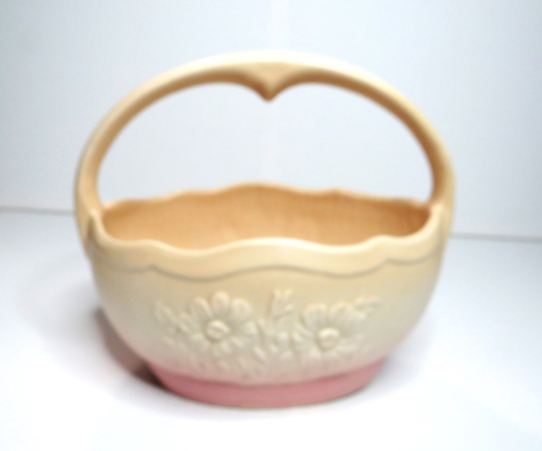 Hull Pottery Handled Basket in the Mardi Gras Design Numbered 65-8 - Etsy