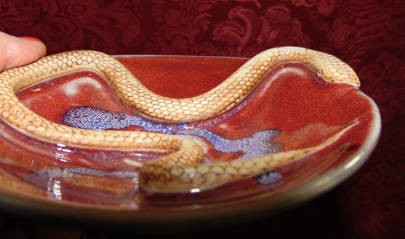 Unique Enameled Snake Plate Low Bowl Hand Painted Heavy - Etsy