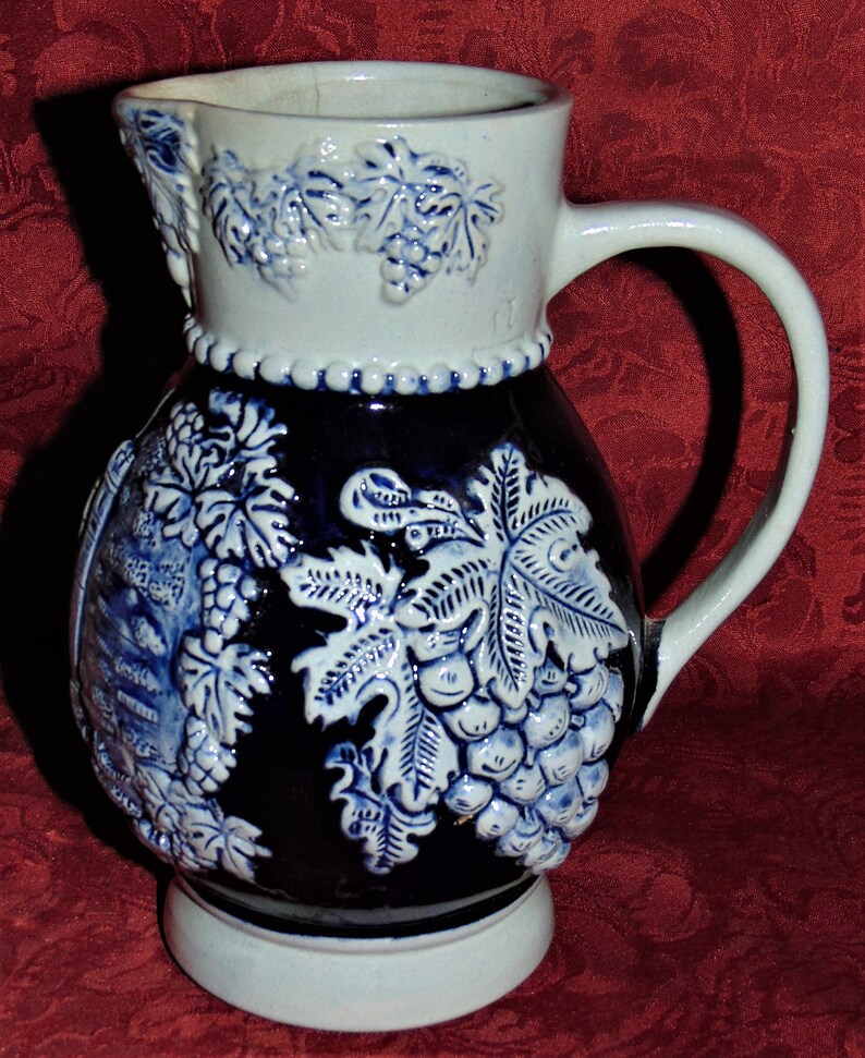1 Liter Pitcher Blue & Grey Salt Glaze Mauseturm or Mouse - Etsy