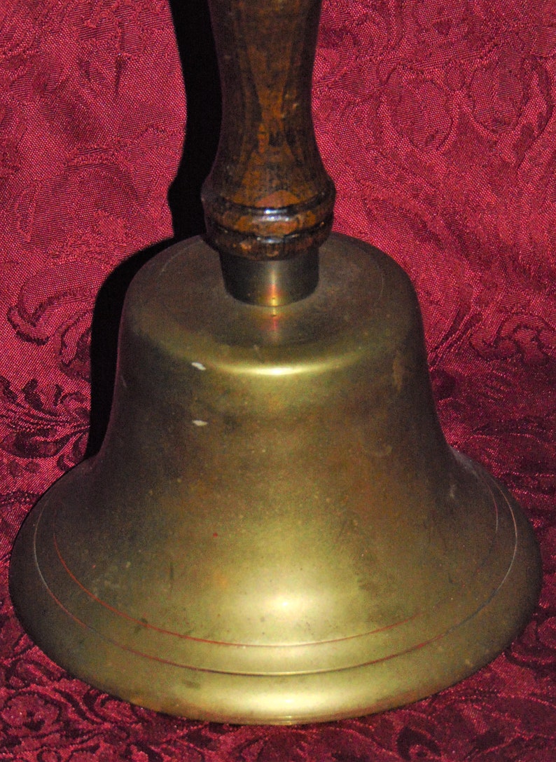 Vintage LARGE 10 Inch School Bell Solid Heavy Brass Hanging - Etsy