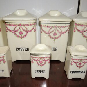 Early 1900's Lovely Ditmar Urbach Canister Set of 14 PIECES Roses With ...