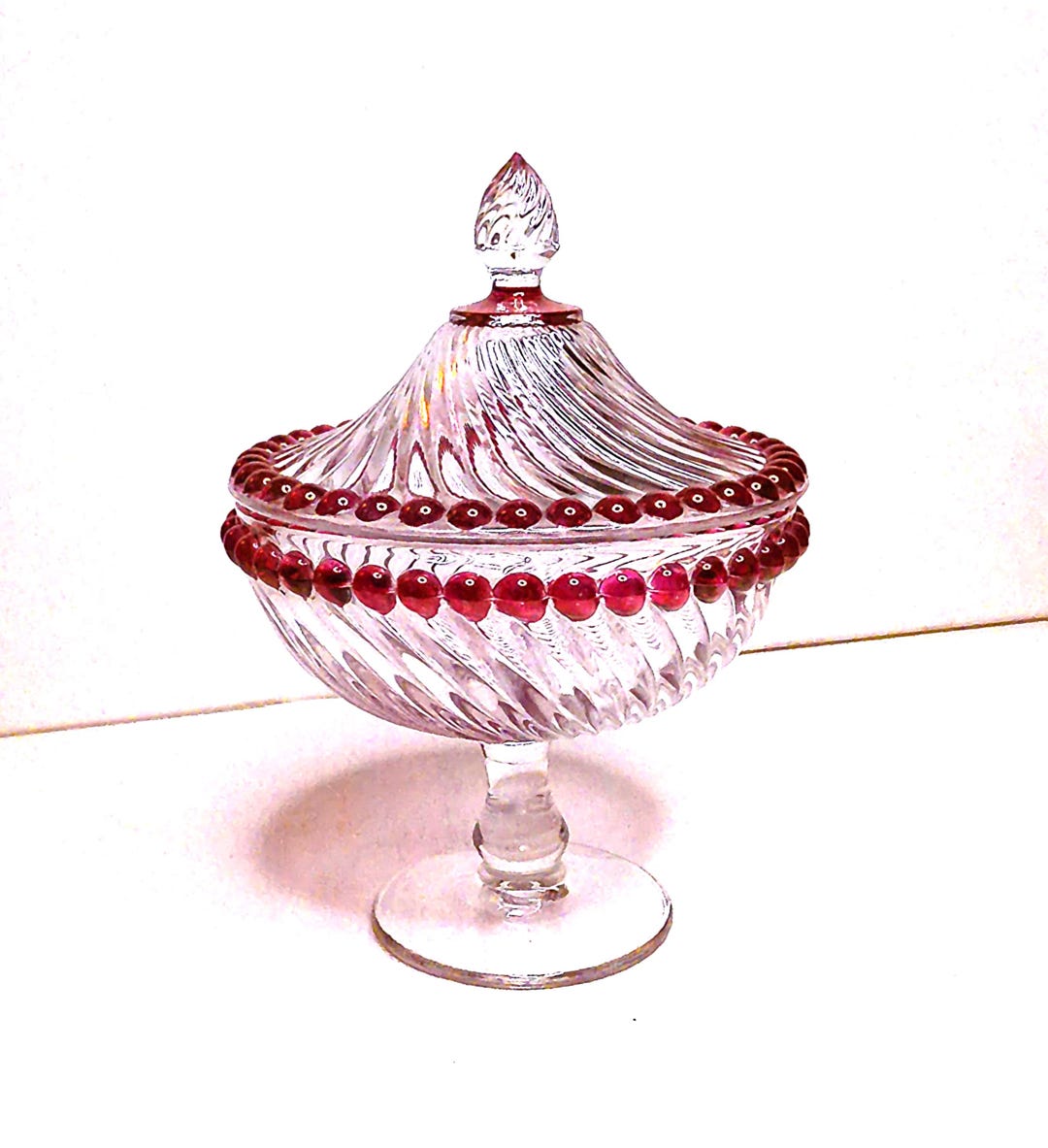 Vintage Westmoreland Ruby Flash Candy Dish: Ball and Swirl Pattern - Etsy