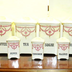 Early 1900's Lovely Ditmar Urbach Canister Set of 14 PIECES Roses With ...