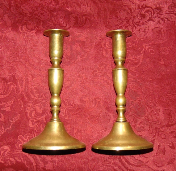 Classic Vintage HEAVY BRASS Pair of Single Candlesticks Oval - Etsy