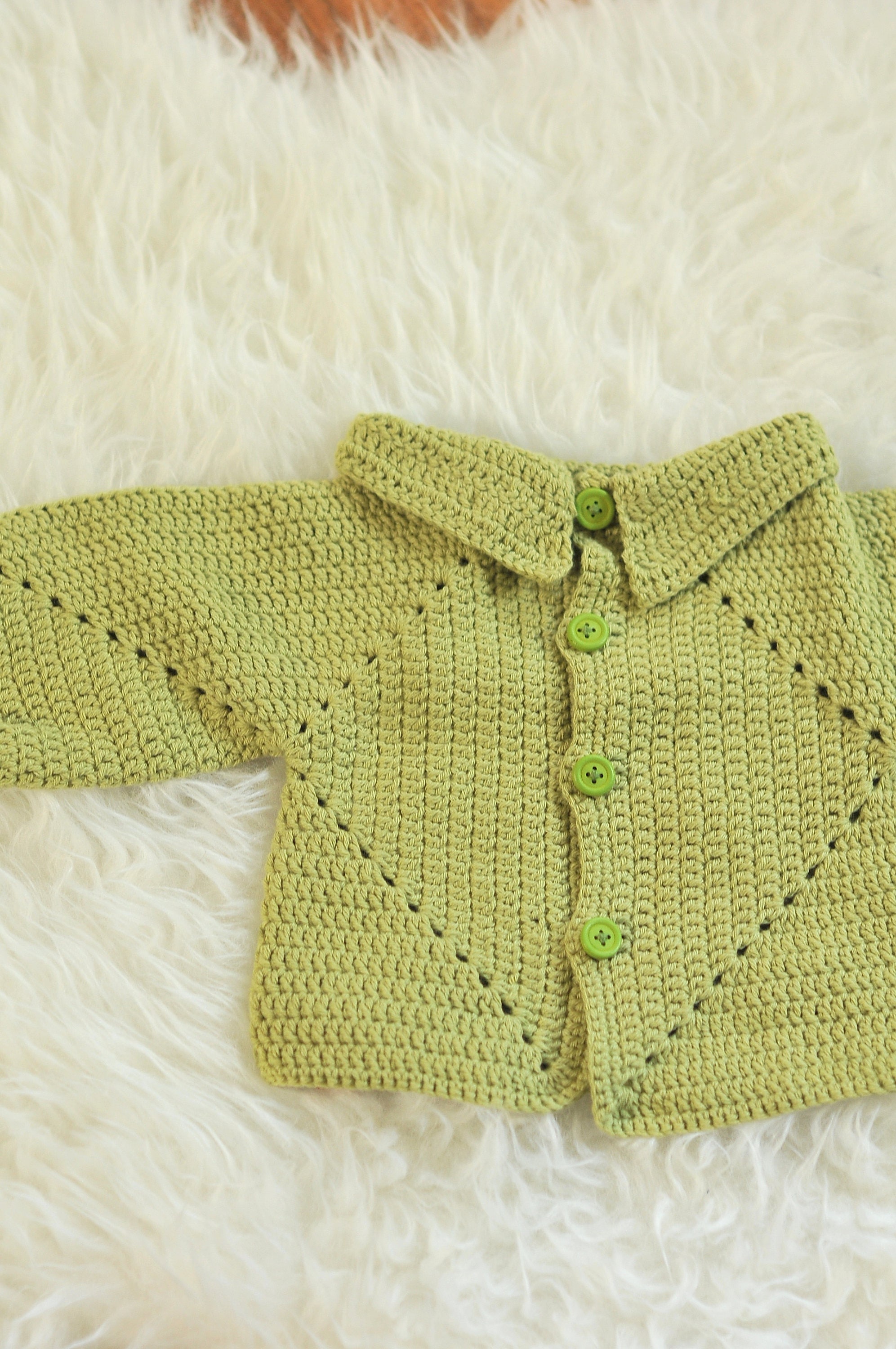 Crochet Diamond Baby Cardigan (wool and Cotton), Crochet Baby Cardigan ...