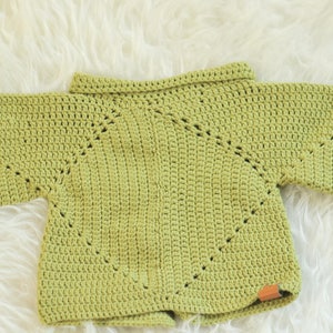 Crochet Diamond Baby Cardigan (wool and Cotton), Crochet Baby Cardigan ...