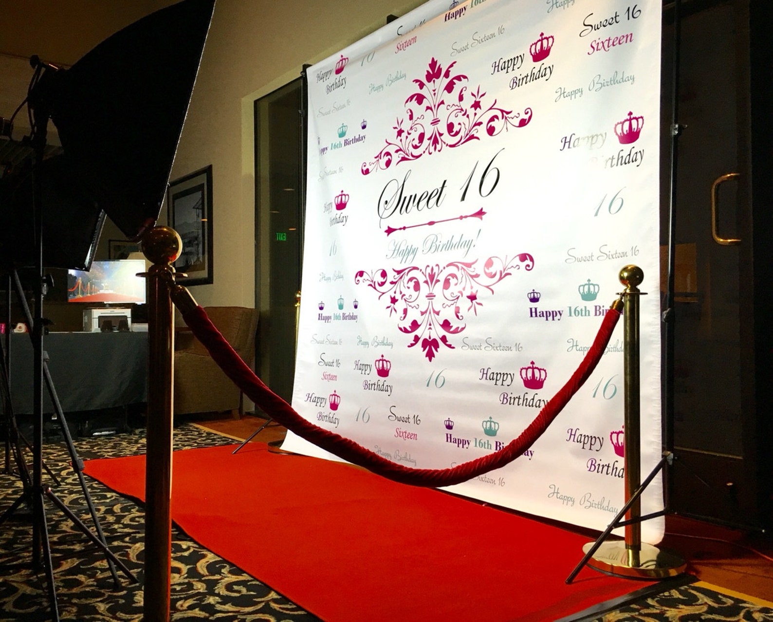 Sweet 16 Backdrop Event Step and Repeat Backdrop Birthday - Etsy