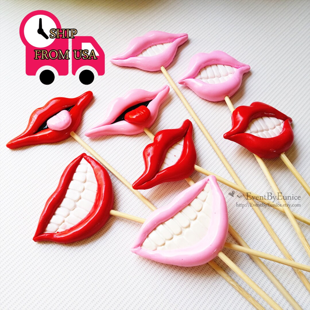 8pcs Plastic Funny Lips Photobooth Props, Photo Props, Wedding Props ...