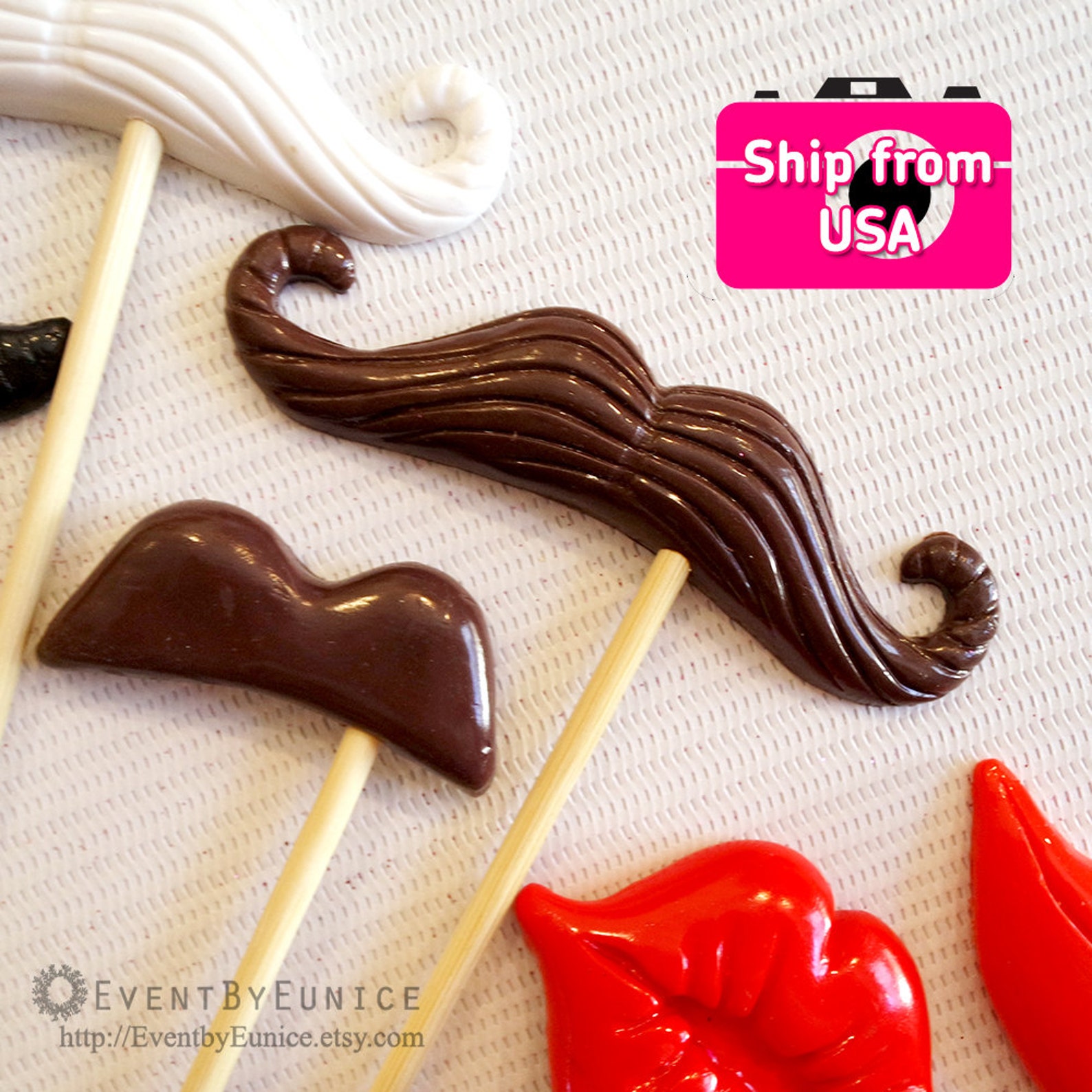 15pc Photobooth Prop Polymer Clay Lips and Mustache Props - Etsy