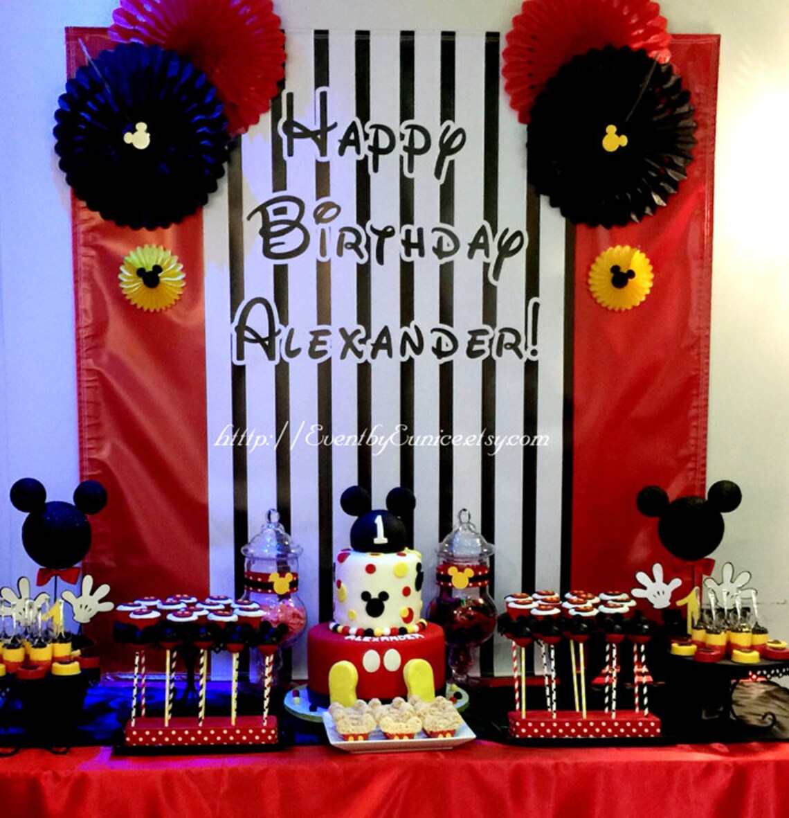 Birthday Party Backdrop Mickey Mouse Theme Backdrop Disney - Etsy