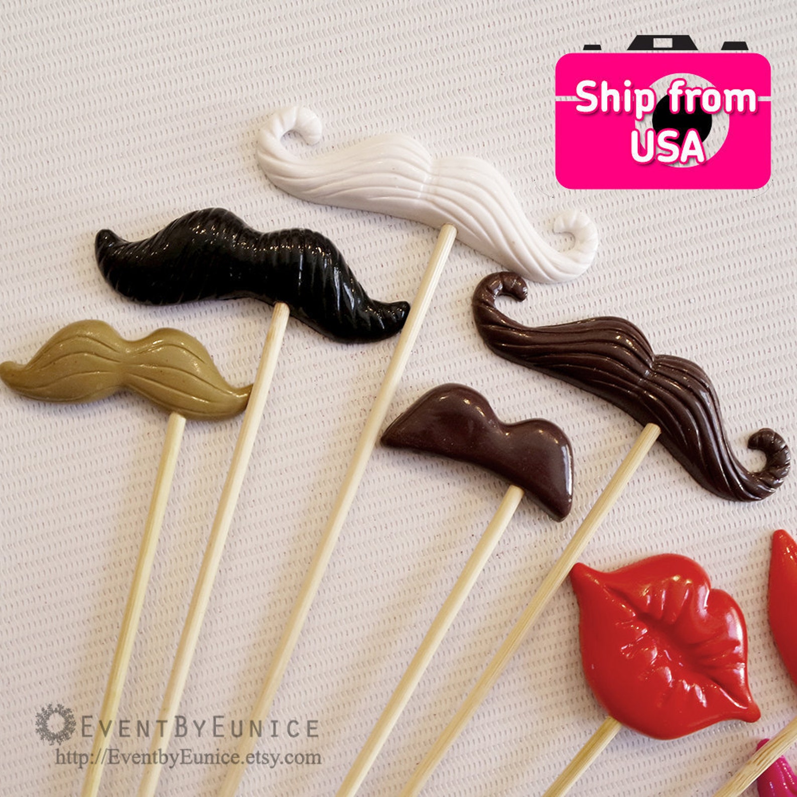 15pc Photobooth Prop Polymer Clay Lips and Mustache Props - Etsy