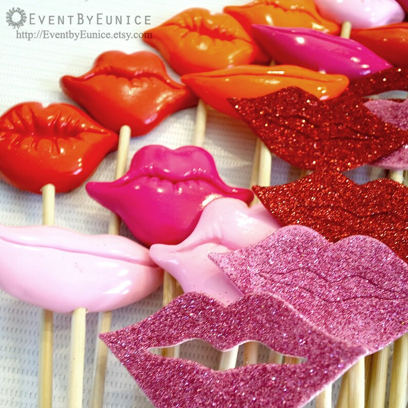 50pc RANDOM Photobooth Props Polymer Clay Lips and Mustache - Etsy