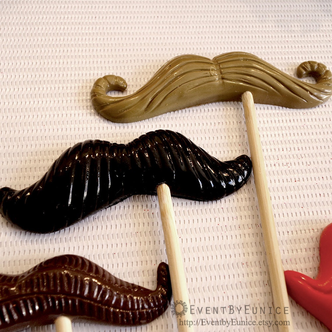 12 Pc Photobooth Props Polymer Clay Lips and Mustache Props - Etsy