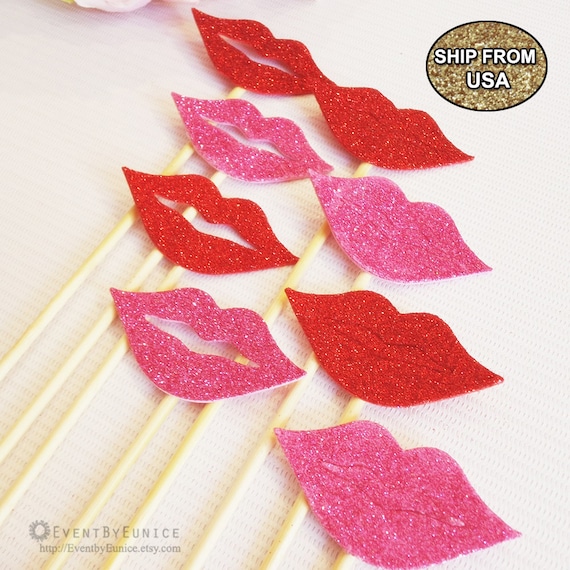 11pc Photo Booth Props Glitter Lips 100% Felt Photobooth - Etsy