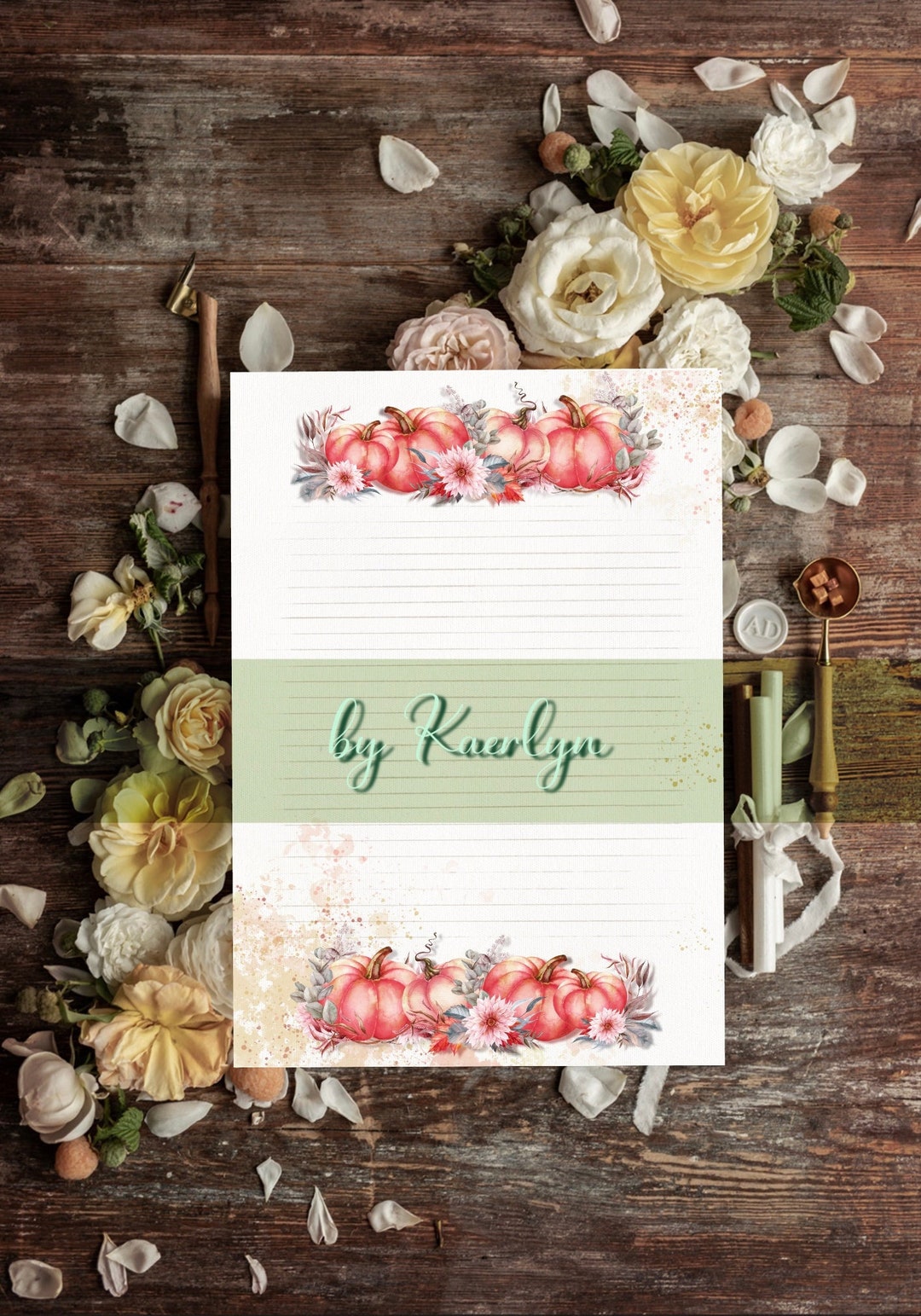 Printable Pumpkin Paper. Autumn Writing Paper. Fall Themed Lined Paper ...