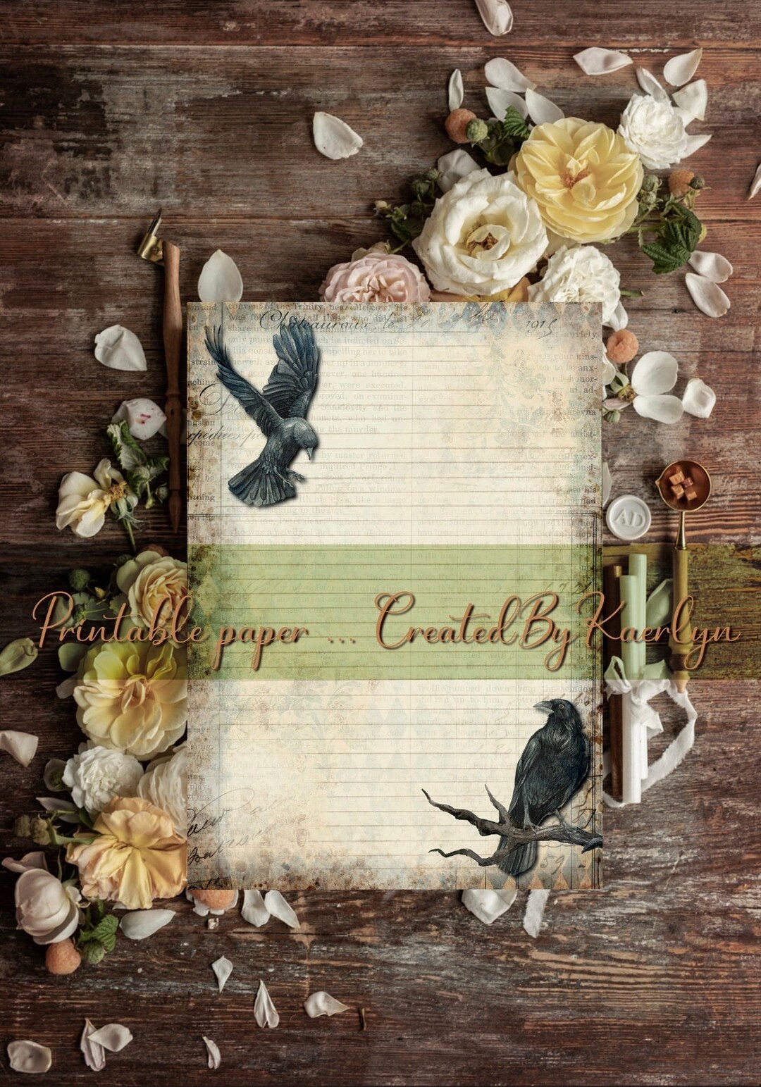 Raven Writing Paper. Crow Themed Stationery. Spooky Pen Pal Printable ...