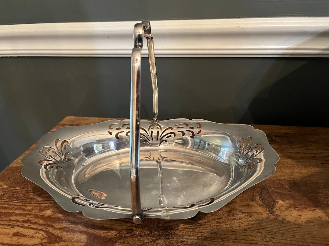 Vintage Silver Decorative Tray With Handle, Vintage Silver, Decorative ...