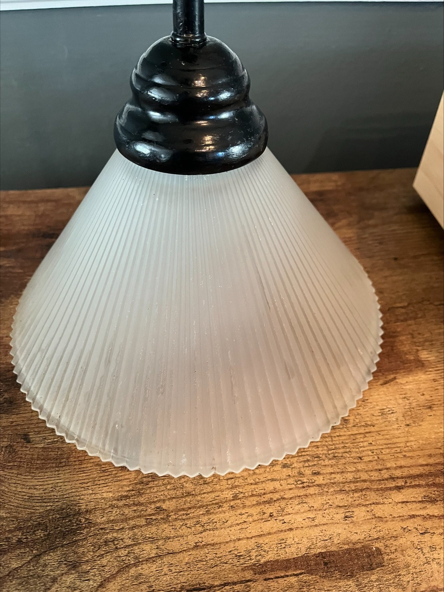 Pair of Vintage Pendant Lights With Fan Glass Shade, Farmhouse Decor ...