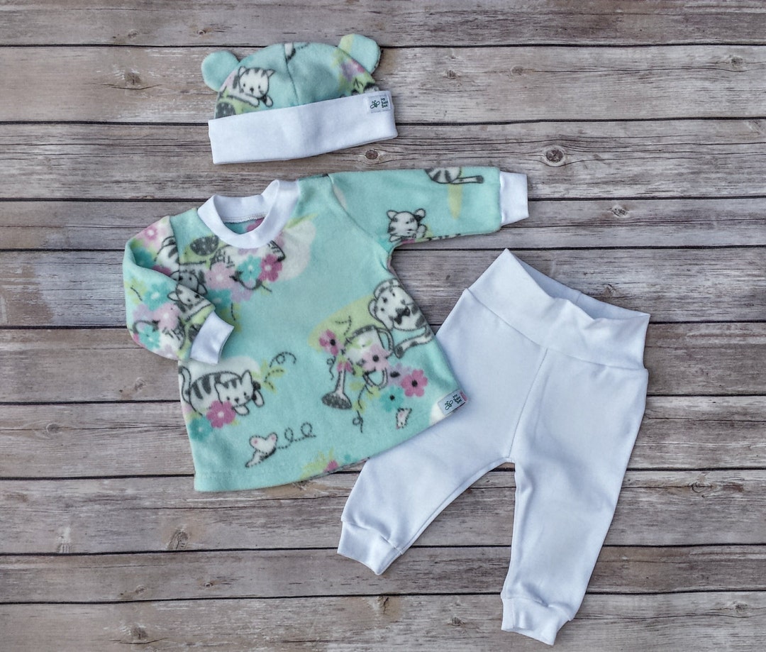 Baby Girl Micro Fleece Set, Infant Girl Micro Fleece Dress and Hat Set ...