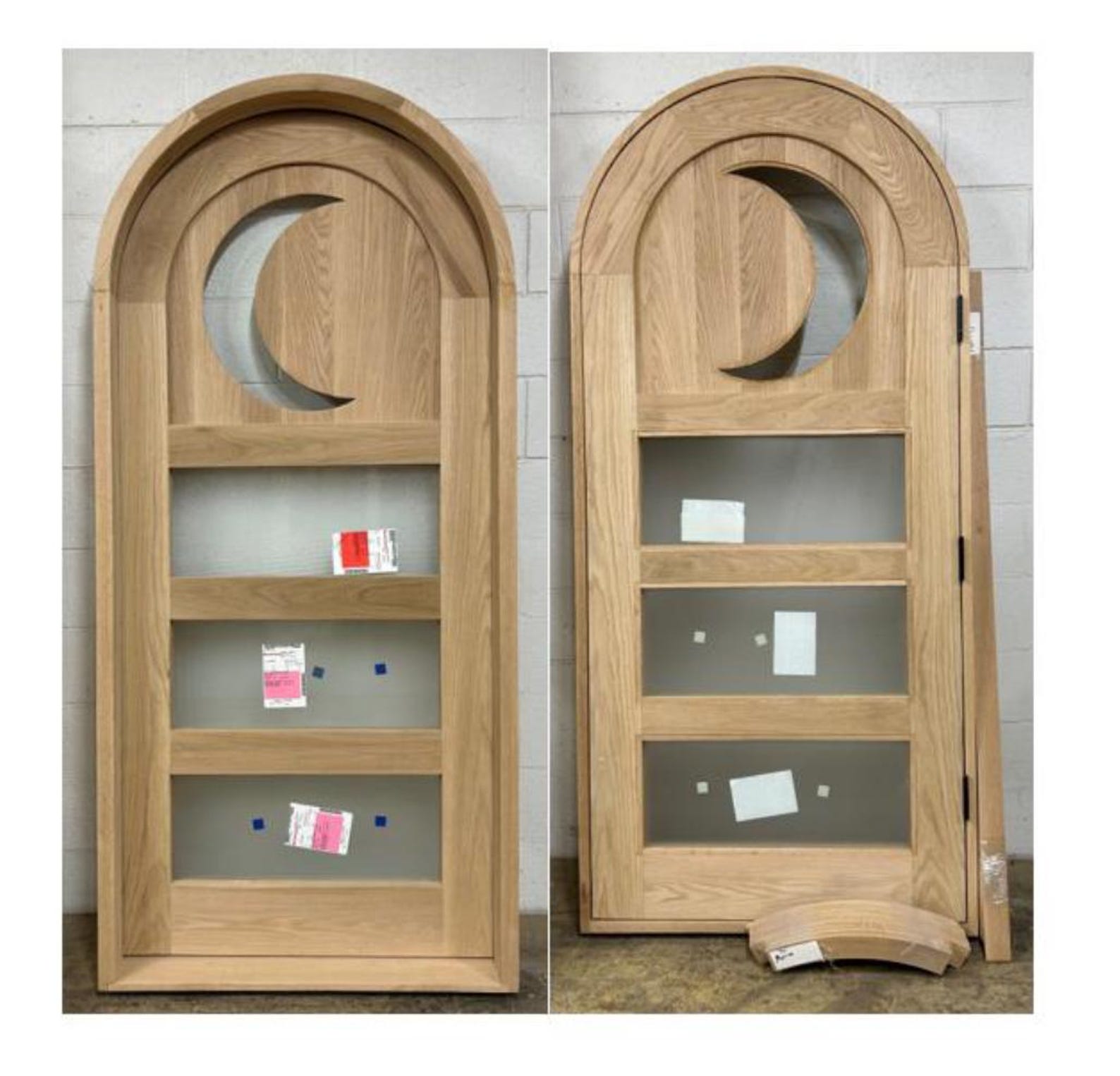 Solid Oak Arched Door Glass Windows Half Moon Two Sets Trim Fairty Tale ...