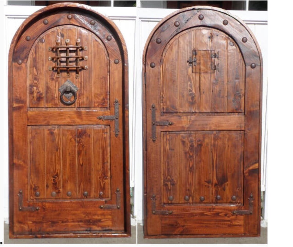 Rustic-reclaimed-lumber-kiln-dried-wood-arched-door-36-x-80-glass ...