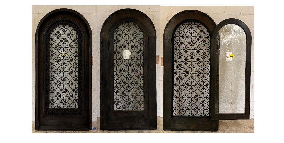 Solid Alder Arched Door 37-1/2 X 80-1/2 5-3/4 " Jamb Hand Made Wrought ...