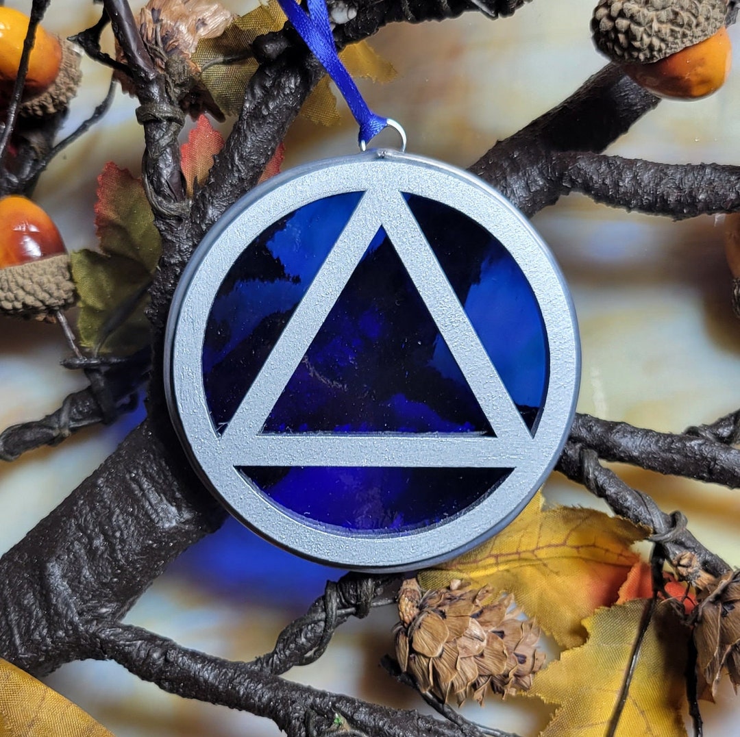 AA Recovery Symbol Sobriety Glass Ornament Car Mirror Hanger - Etsy