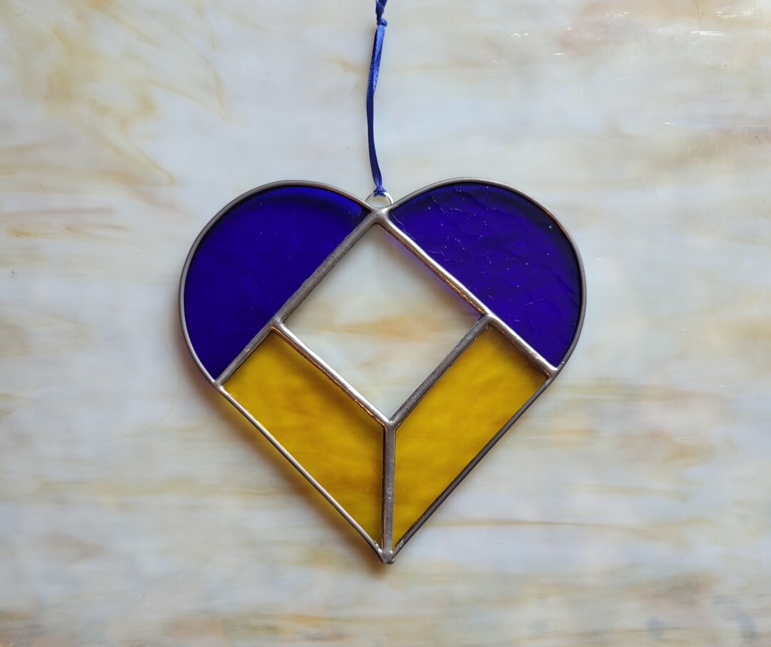 Heart Bevel U of M College Colors Stained Glass Sun Catcher - Etsy