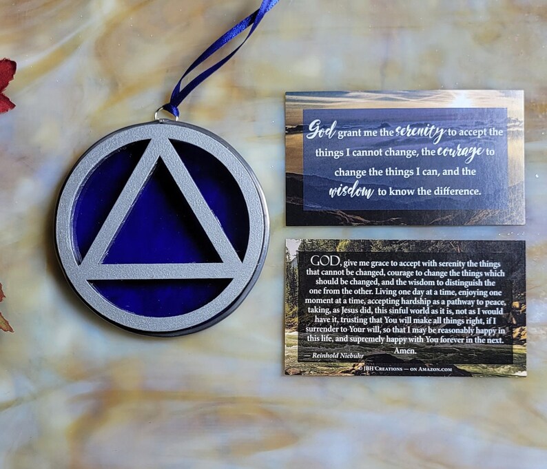 AA Recovery Symbol Sobriety Glass Ornament Car Mirror Hanger - Etsy