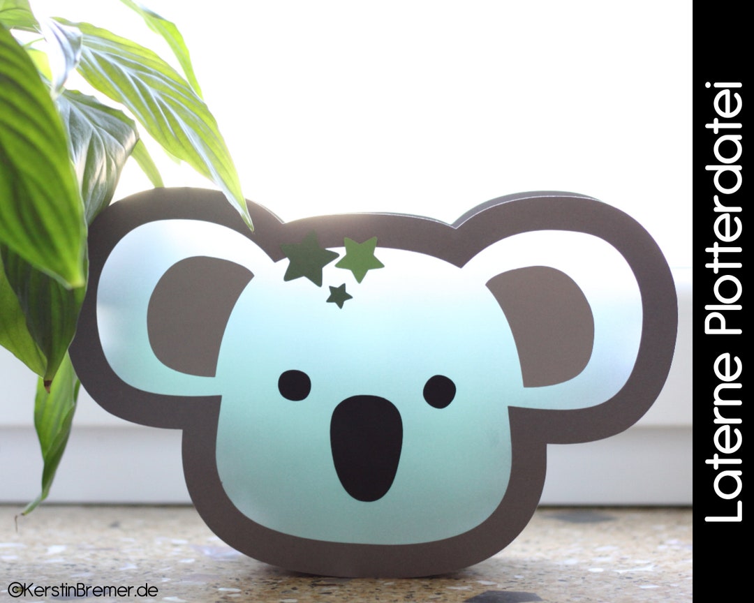 Koala Laterne SVG DXF Plotterdatei mit Bastelanleitung zum Download, Martinslaterne Vorlage St ...