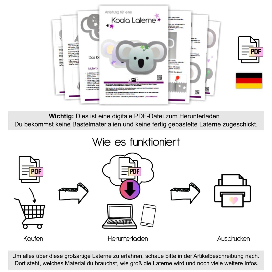Koala Lantern Craft Template Including Craft Instructions for Download ...