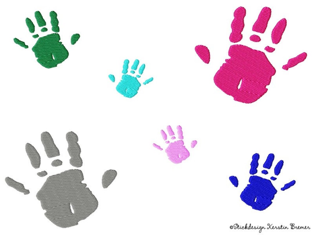 Embroidery Files Set Hand Kids Hand 10x10 4x4 6 Full Stick, Filling ...