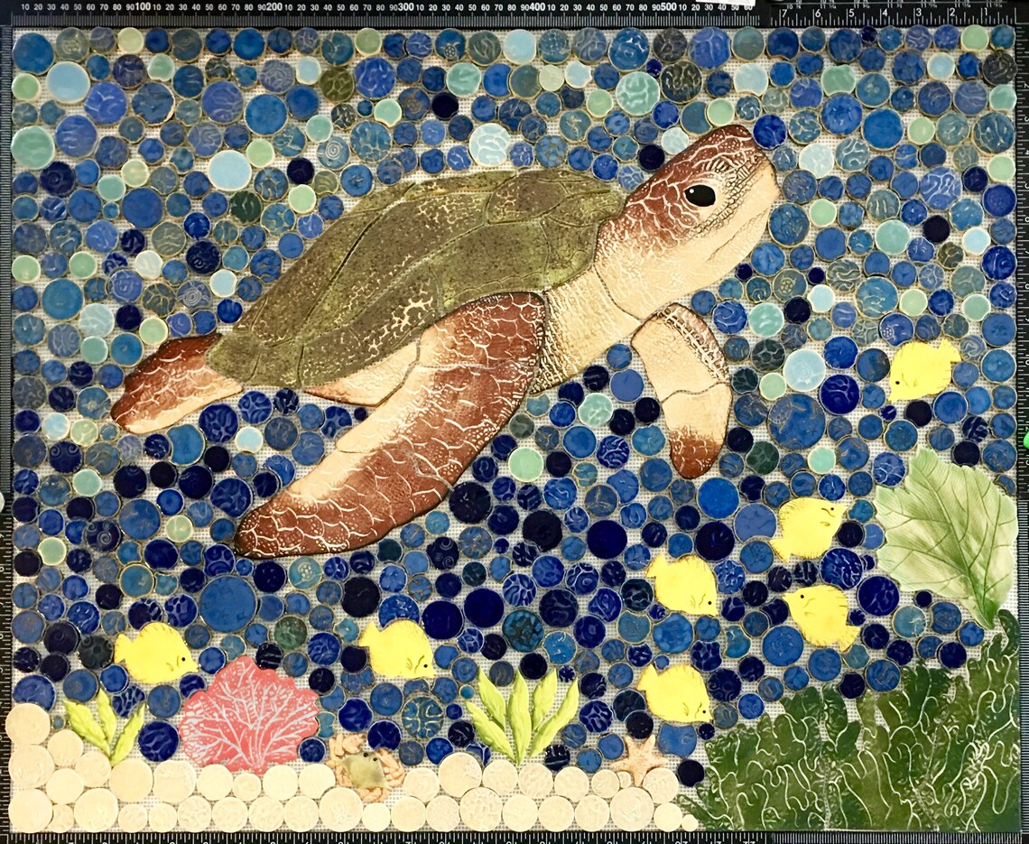 DIY Custom Mosaic Sea Turtle "marley" Back Splash or Shower Insert. - Etsy