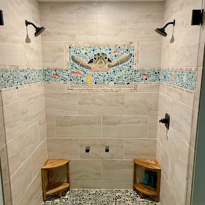 20x32 Custom Mosaic Sea Turtle "surf" ( Honu )back Splash or Shower ...