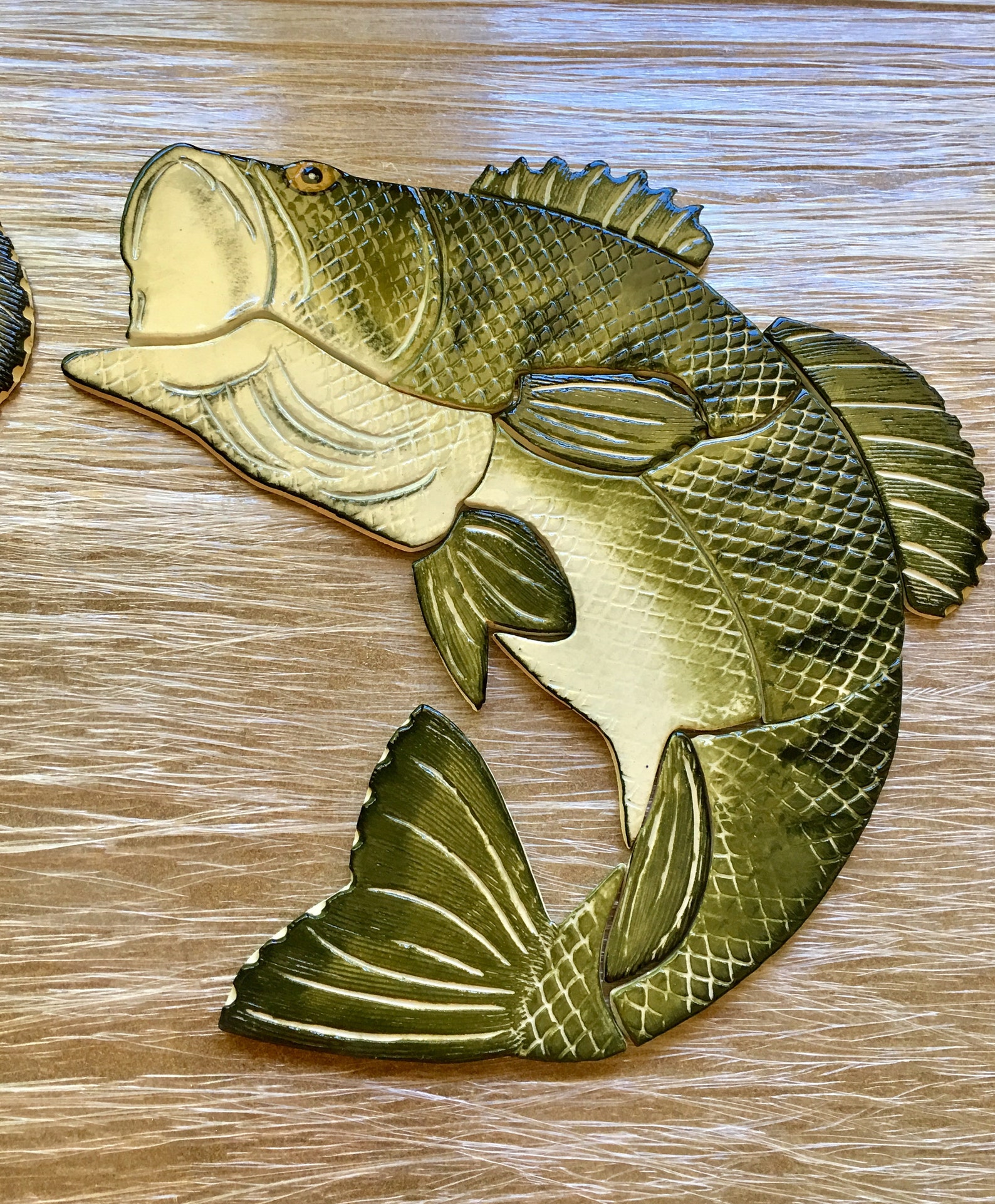 DIY Custom Mosaic Largemouth Bass With Bait Fish. | Etsy