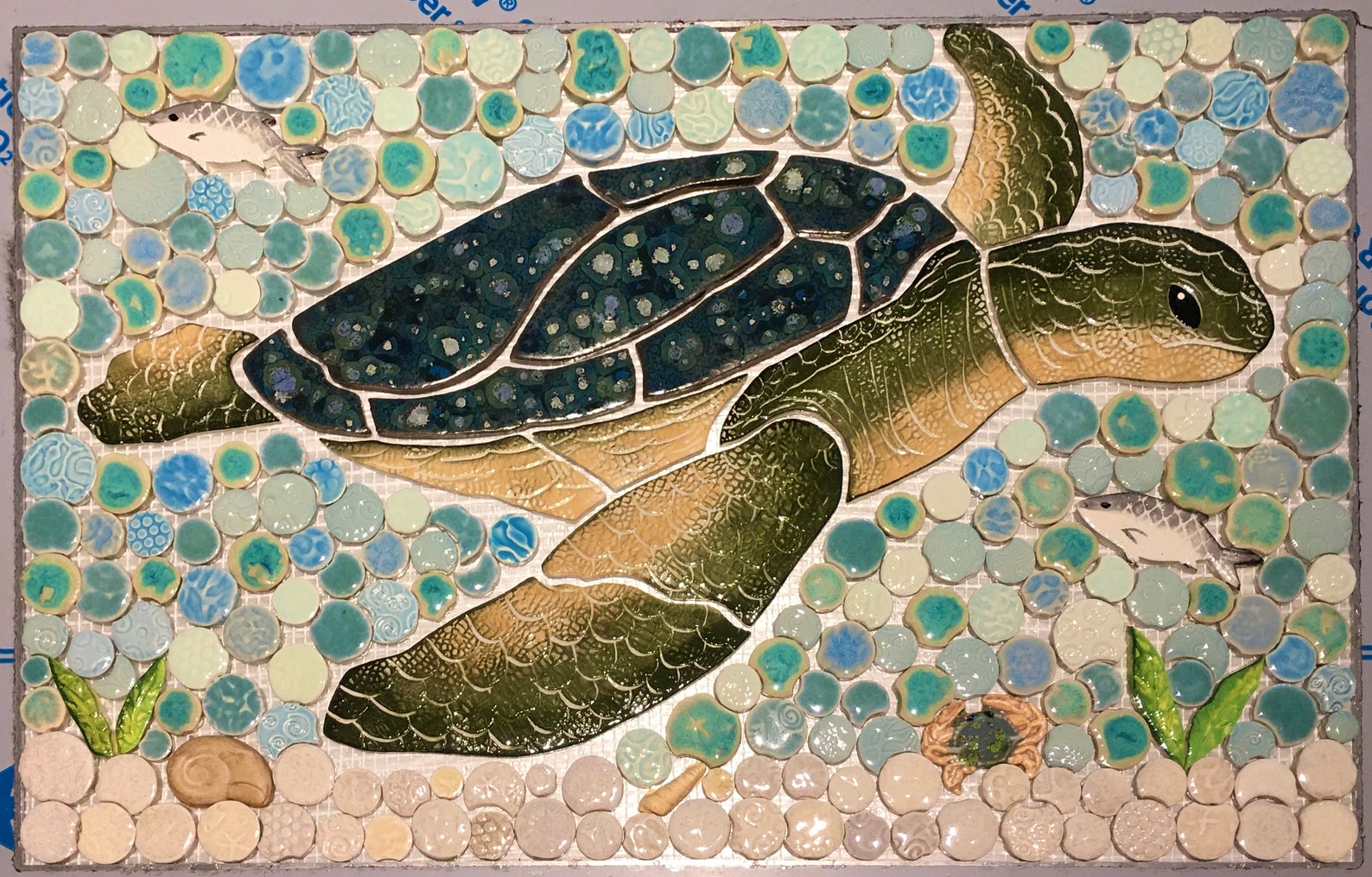 DIY Custom Mosaic Sea Turtle "indigo" Back Splash or Shower Insert. - Etsy