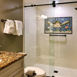 20x32 Custom Mosaic Sea Turtle "surf" ( Honu )back Splash or Shower ...
