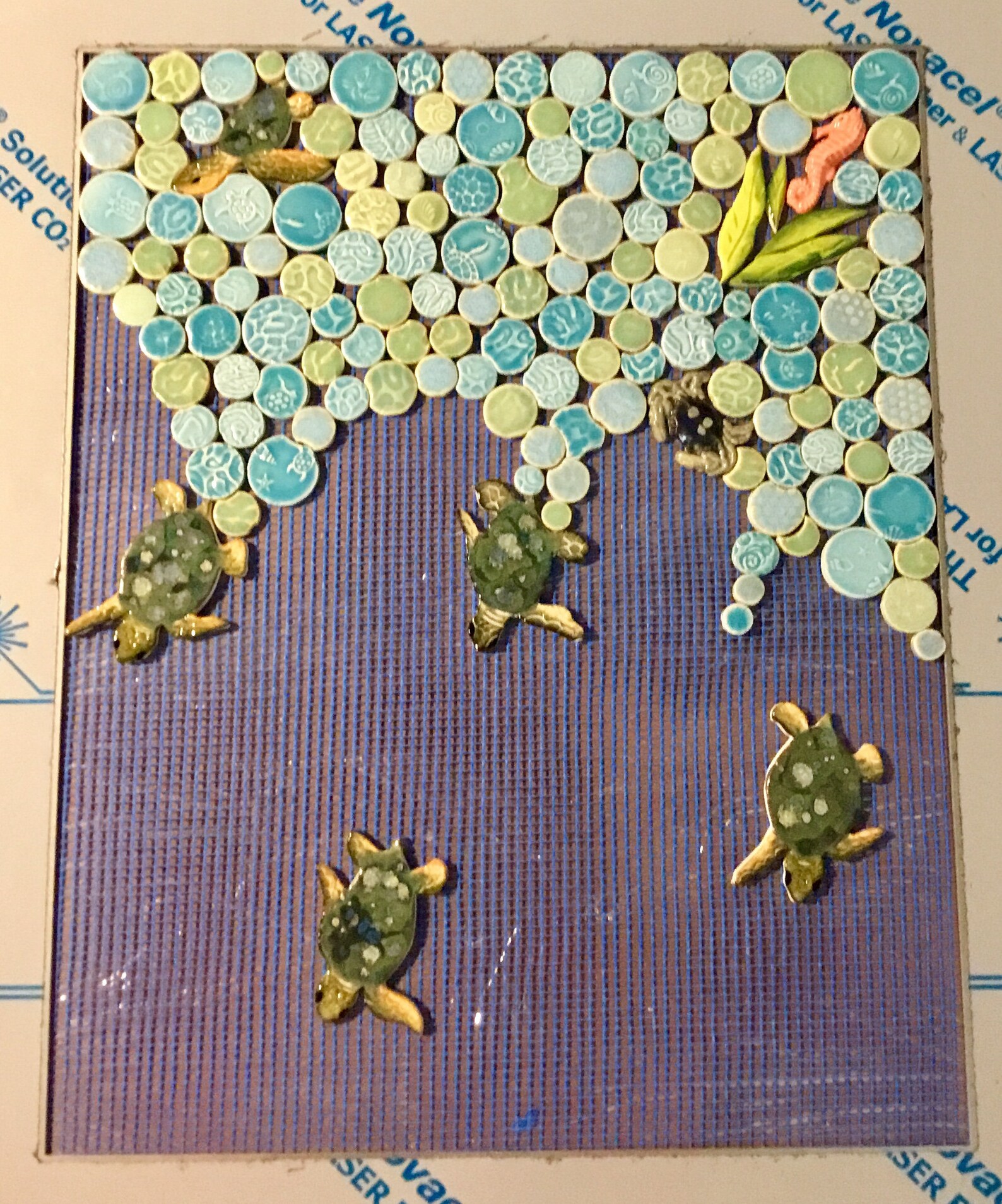 Custom Ceramic Tile Mosaic Baby Sea Turtle's Set of 4. - Etsy