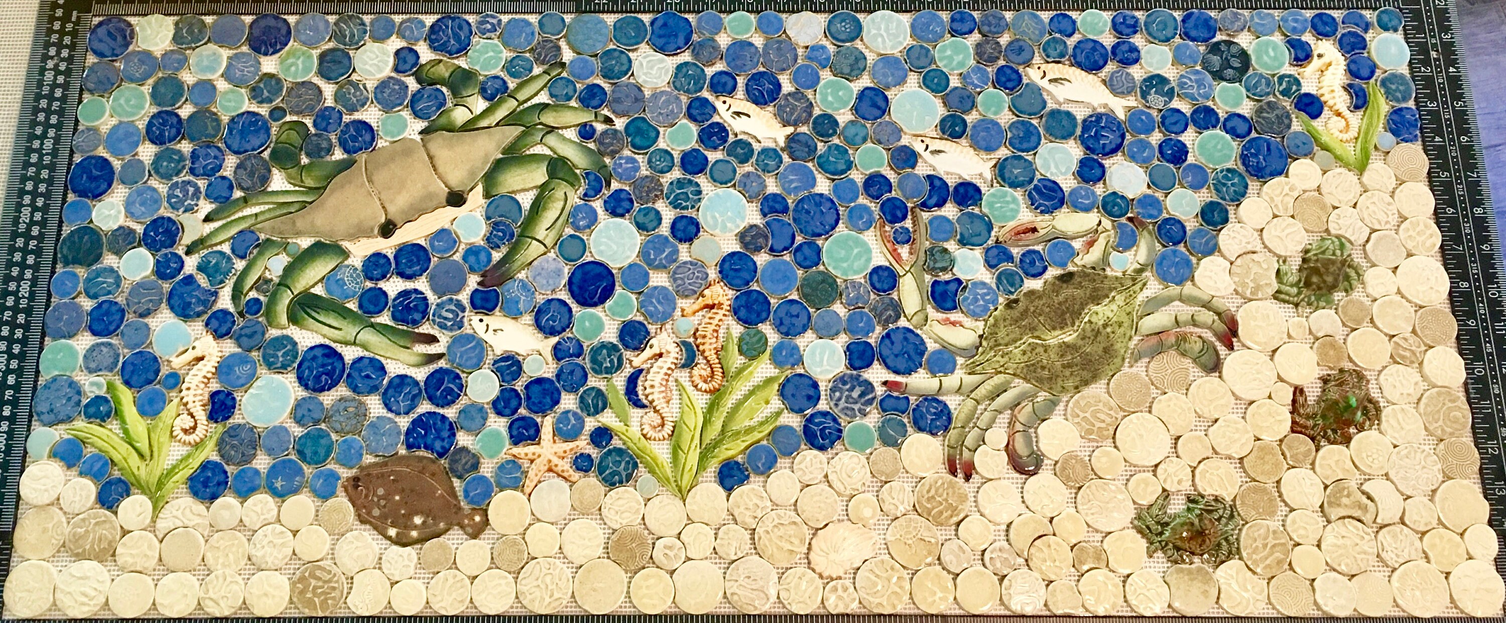 DIY Blue Crab Ceramic Tile Mosaic Backsplash Shower insert or | Etsy