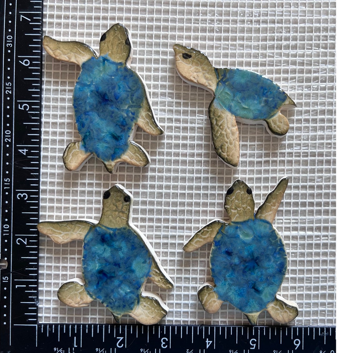 Custom Ceramic Tile Mosaic Baby Sea Turtle's Set of 4 (small) - Etsy