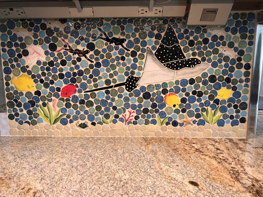 Custom Ceramic Tile Sea Life Backsplash. (custom Size to Fit) Sold by ...