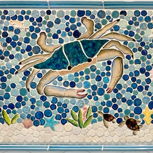 20x24 Custom Mosaic Blue Crab Back Splash or Shower Insert, - Etsy