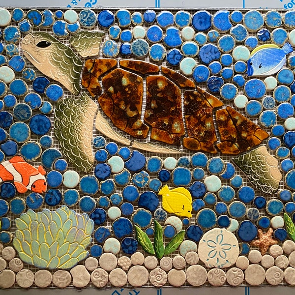 Turtle Mosaic Tile - Etsy