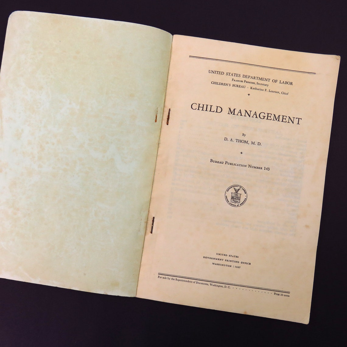 Vintage Child Management Booklet From US Dept of Labor Childrens Bureau ...