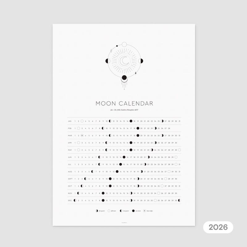 Moon Phases 2026 Southern - Etsy